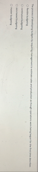 Solved The process of developing budgets by requiring | Chegg.com