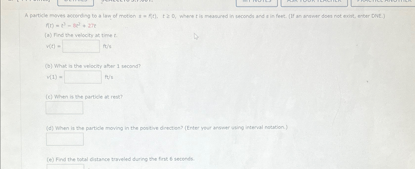 Solved A particle moves according to a law of motion | Chegg.com