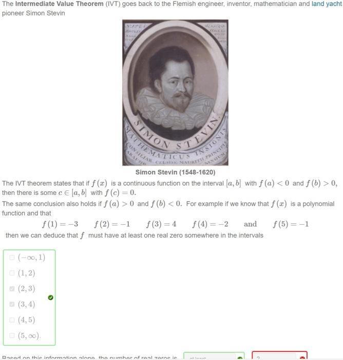 Solved The Intermediate Value Theorem (IVT) goes back to the | Chegg.com