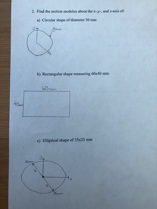 Solved 2. Find the section modulus about the x-y-, and | Chegg.com