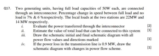 Solved Q17. Two generating units, having full load | Chegg.com