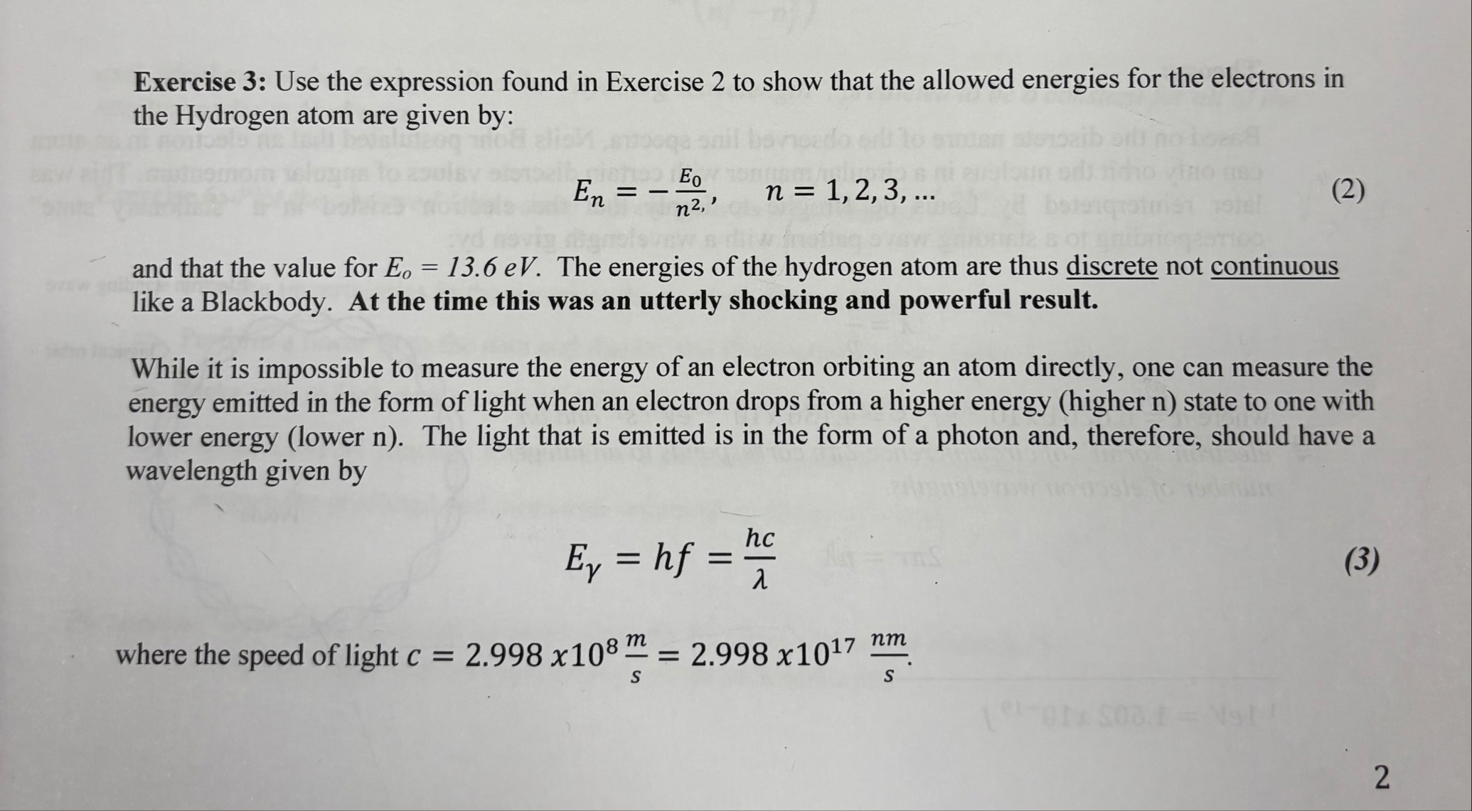 Solved Exercise 3: Use the expression found in Exercise 2 | Chegg.com