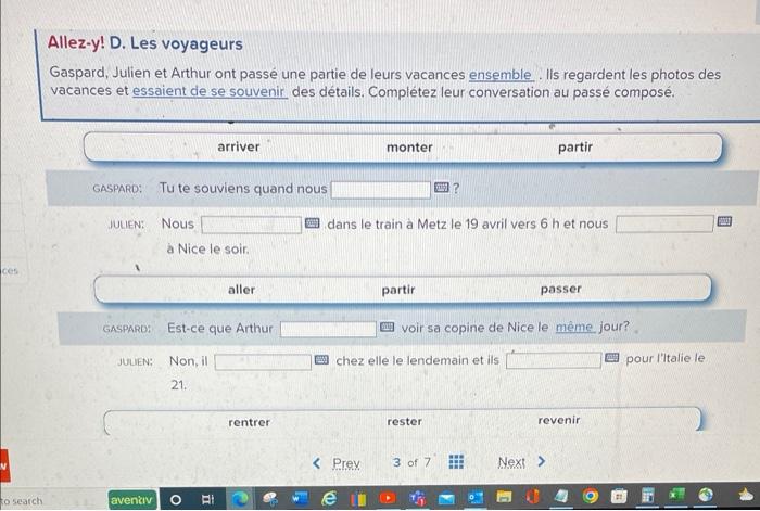 Allez-y! B. Depart en vacances. Les fistier, vos | Chegg.com