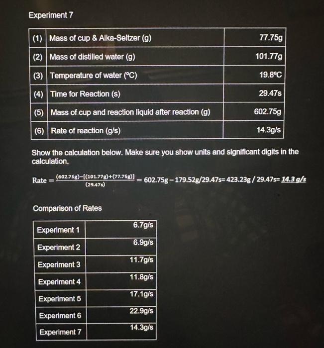 Solved Lab 8.1: Kinetics of Alka-Seltzer Reaction 1. | Chegg.com