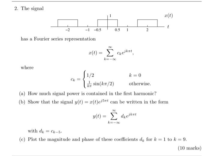 Solved 2. The signal 1 -0.5 0.5 1 has a Fourier series | Chegg.com
