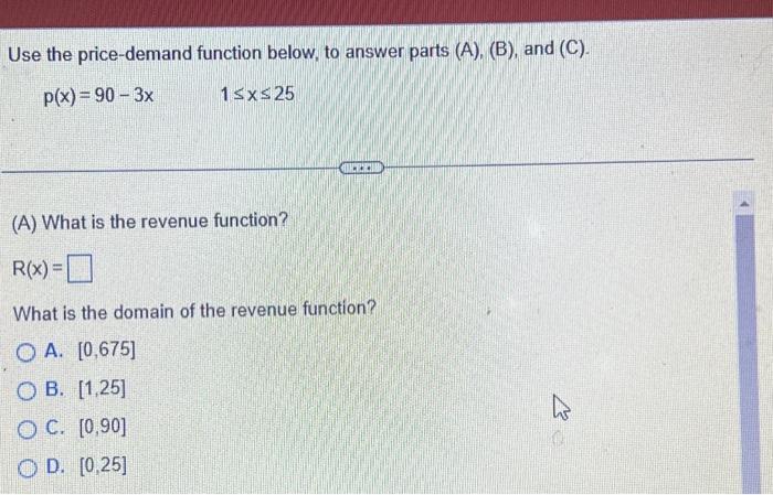 Solved Use the price-demand function below, to answer parts | Chegg.com