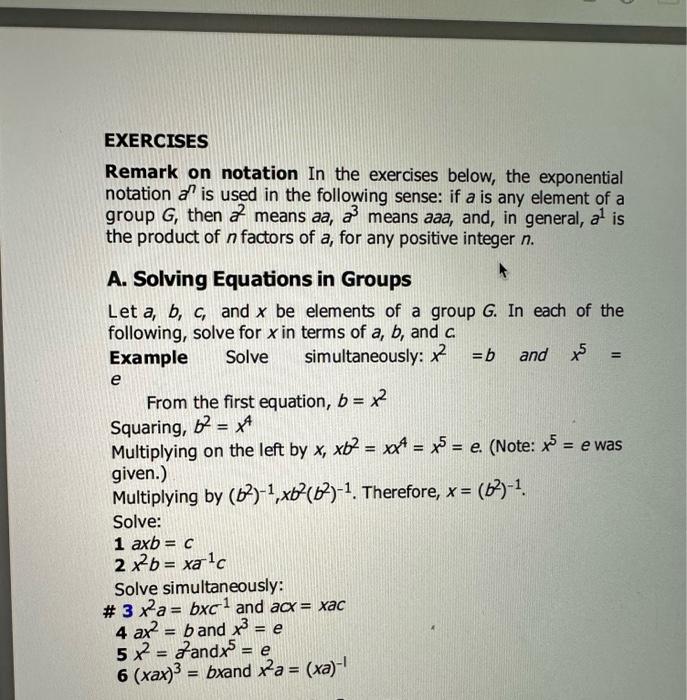 Solved EXERCISES Remark on notation In the exercises below, | Chegg.com