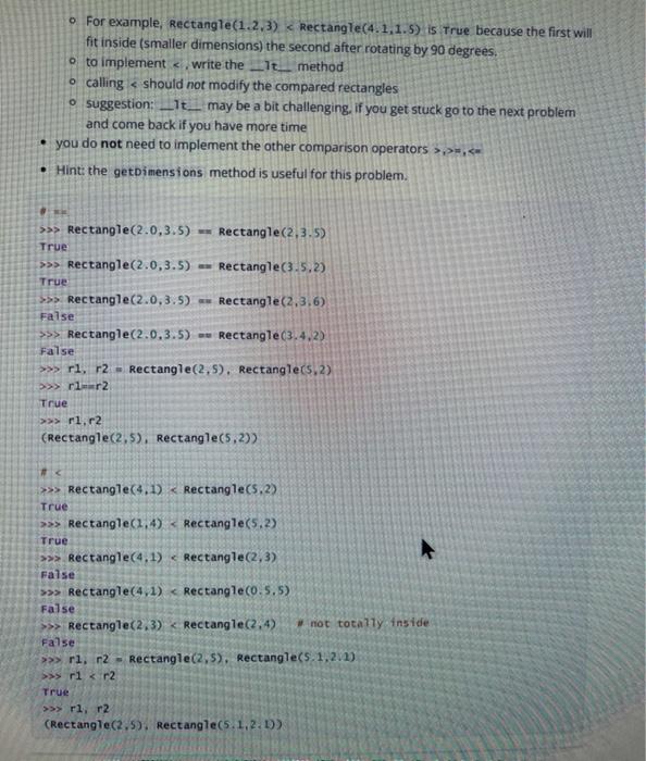 Solved Rectangle (45 points) Implement a class Rectangle | Chegg.com