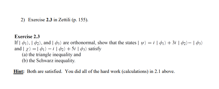 Solved Exercise 2.3 ﻿in Zettili (p. 155).Exercise 2.3If | Chegg.com