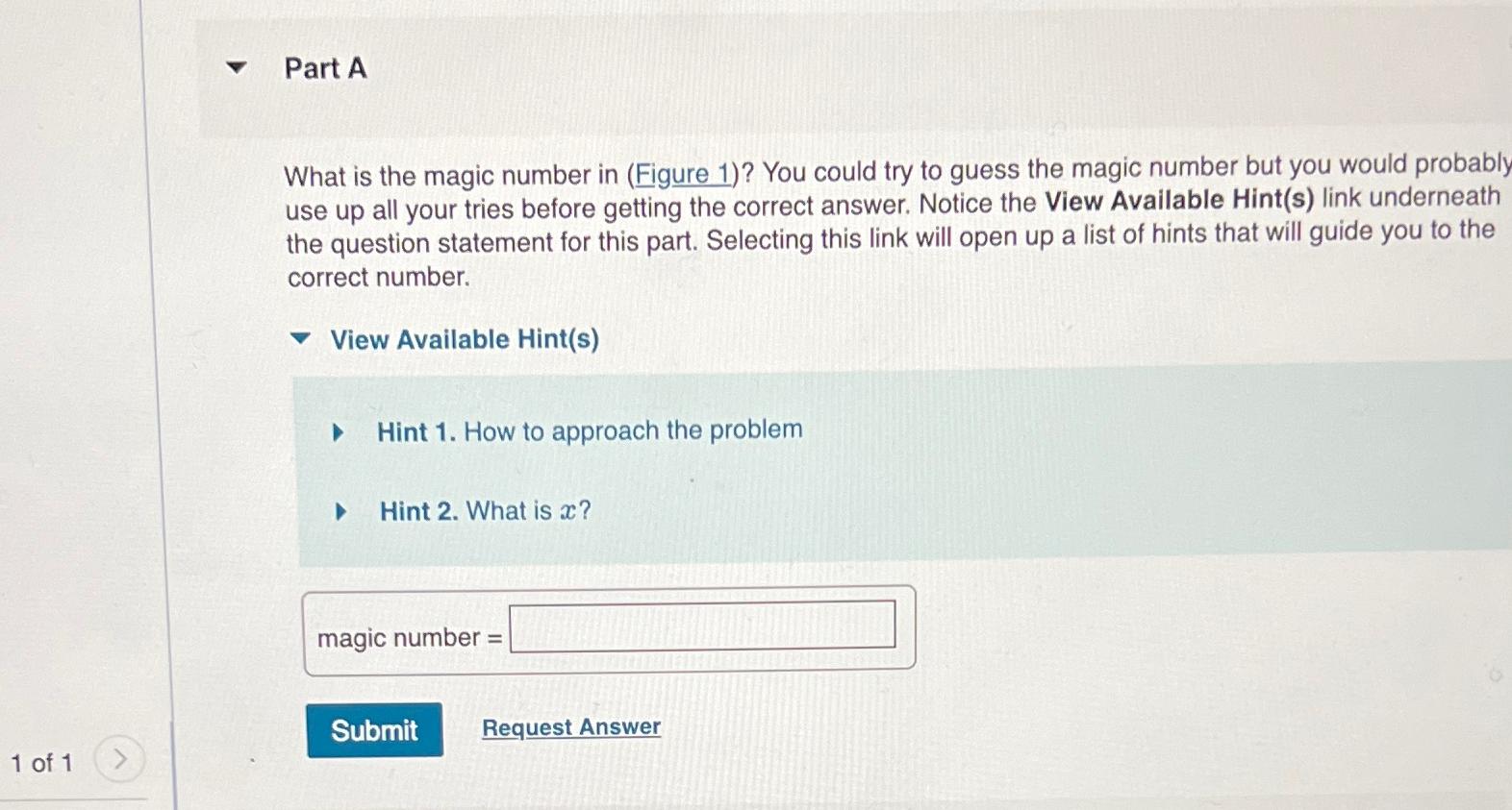 Solved Part AWhat is the magic number in (Figure 1)? ﻿You | Chegg.com