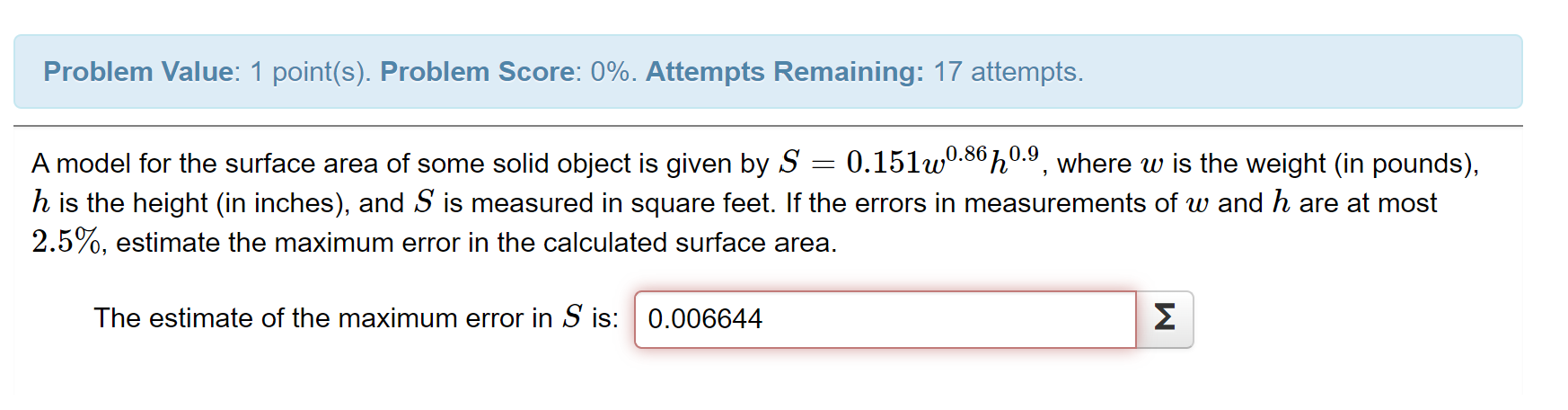 Solved A model for the surface area of some solid object is | Chegg.com