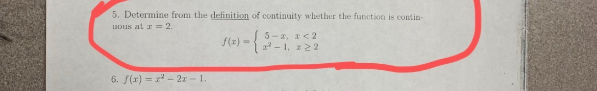 Solved Determine From The Definition Of Continuity Whether