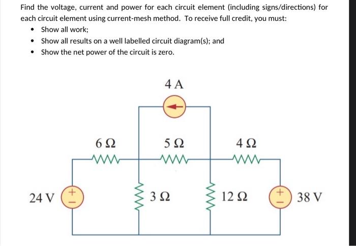 Solved Find the voltage, current and power for each circuit | Chegg.com