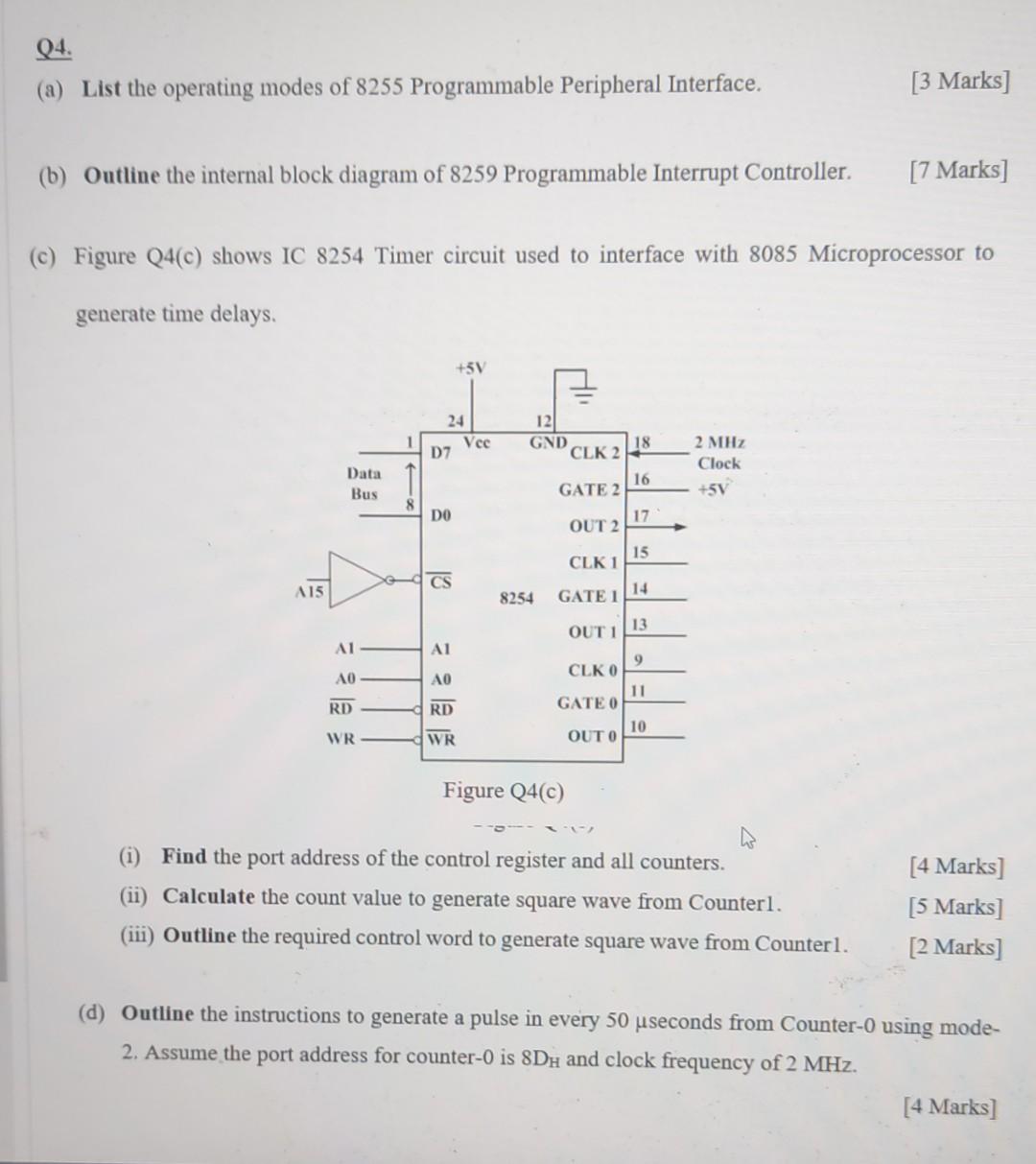 Solved Q4. (a) List the operating modes of 8255 Programmable | Chegg.com