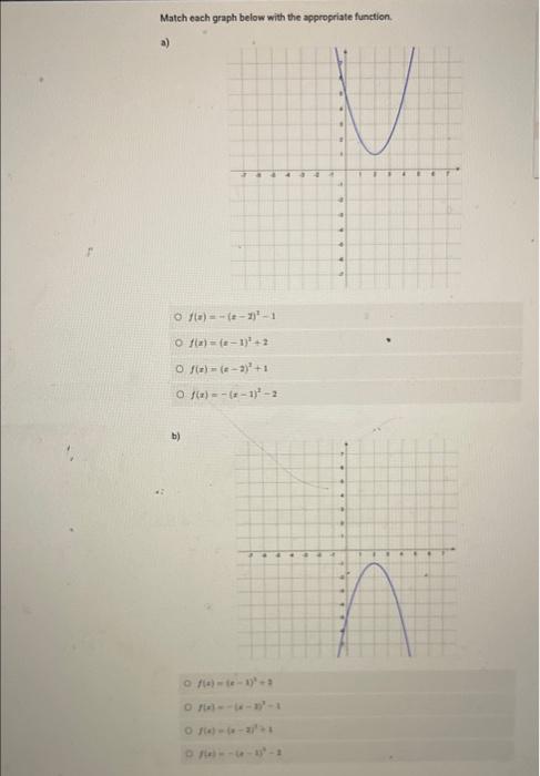 Solved Match each graph below with the appropriate function | Chegg.com