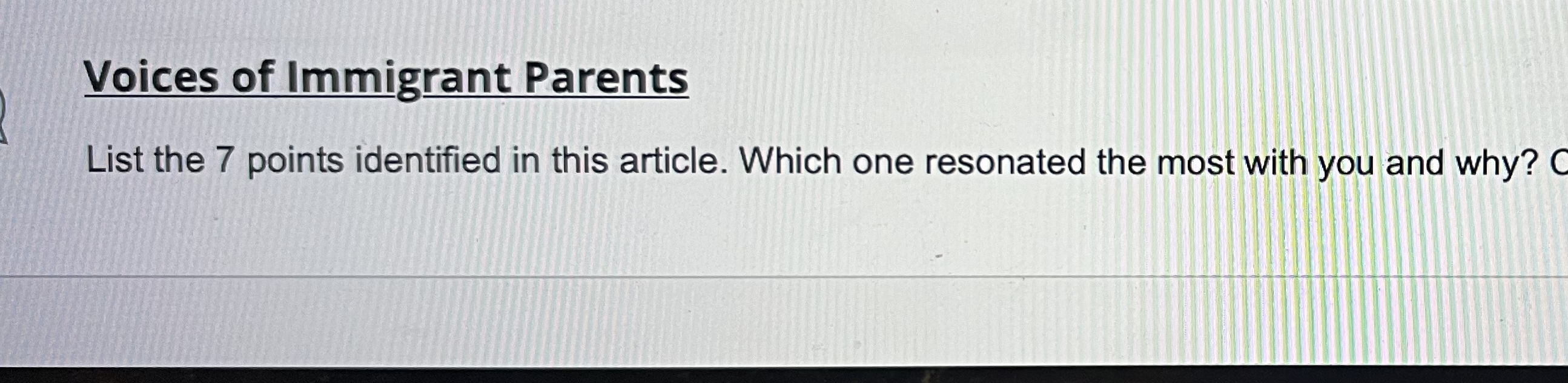 Solved Voices of Immigrant ParentsList the 7 ﻿points | Chegg.com