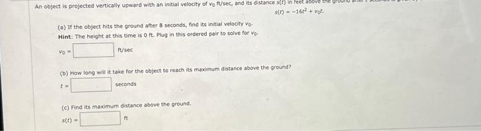 Solved An object is projected vertically upward with an | Chegg.com