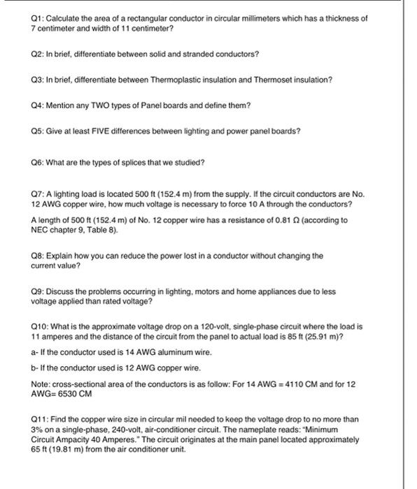 Solved Q1: Calculate the area of a rectangular conductor in | Chegg.com