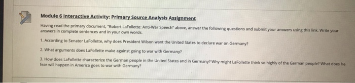 Module 6 Interactive Activity: Primary Source | Chegg.com
