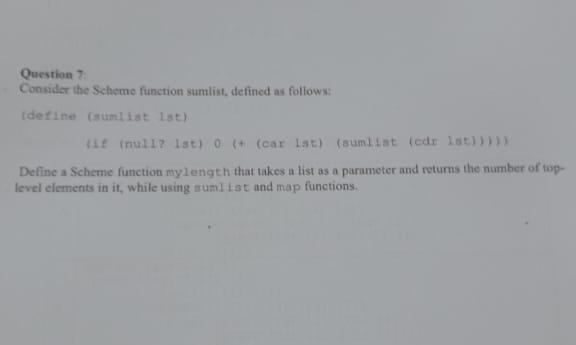 Solved Question 7: Consider the S.heme function sumlint, | Chegg.com Solved Question 7: Consider the S.heme function sumlint, | Chegg.com