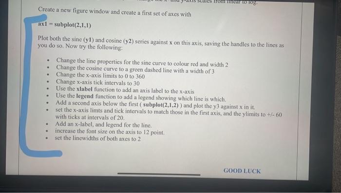 Solved Create a new figure window and create a first set of | Chegg.com
