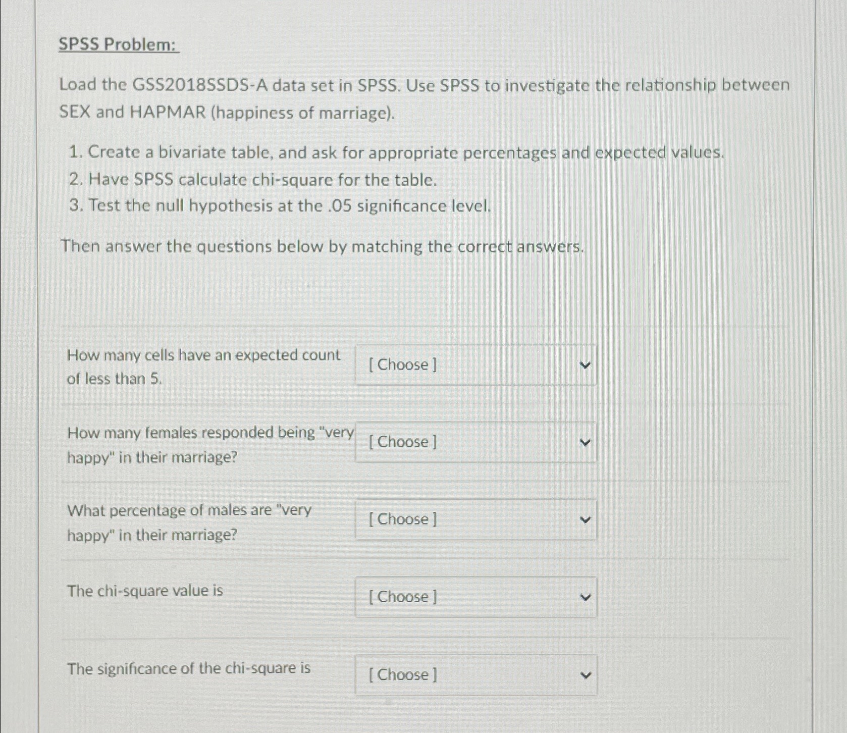 SPSS Problem:Load the GSS2018SSDS-A data set in SPSS. | Chegg.com