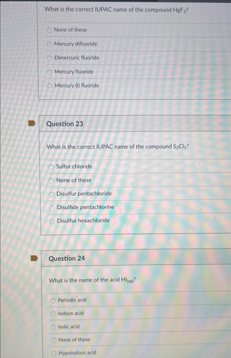 Solved What is the correct IUPAC name of the compound HgF2? | Chegg.com