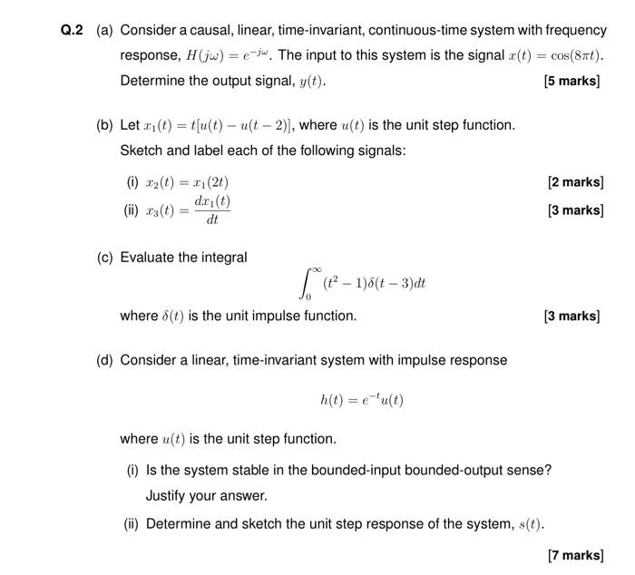 Solved (a) Consider a causal, linear, time-invariant, | Chegg.com