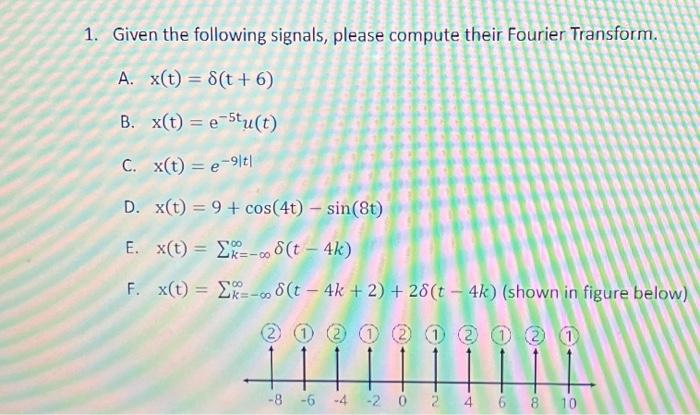 Solved 1. Given the following signals, please compute their | Chegg.com