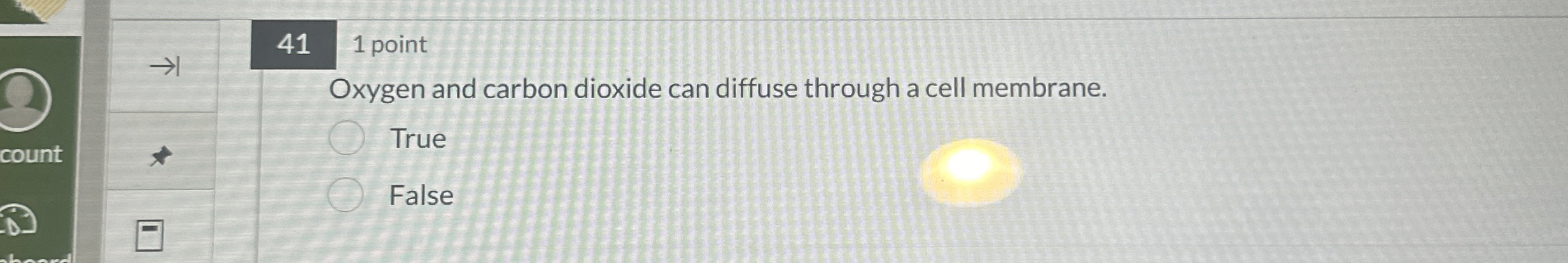 Solved 411 ﻿pointOxygen and carbon dioxide can diffuse | Chegg.com