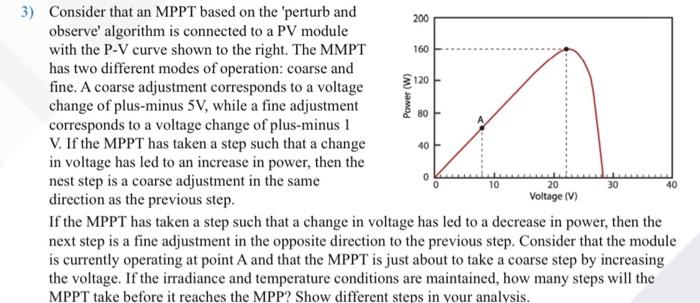 Solved Consider that an MPPT based on the 'perturb and | Chegg.com