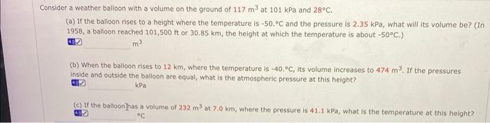 Solved Consider a weather balloon with a volume on the | Chegg.com
