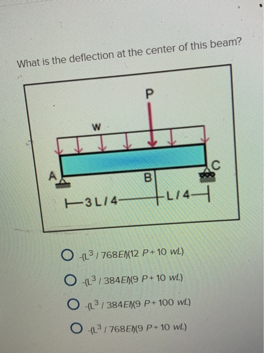 Solved What is the deflection at the center of this beam? | Chegg.com