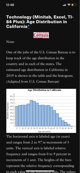 Solved 12:48 Technology (Minitab, Excel, TI84 Plus): Age | Chegg.com