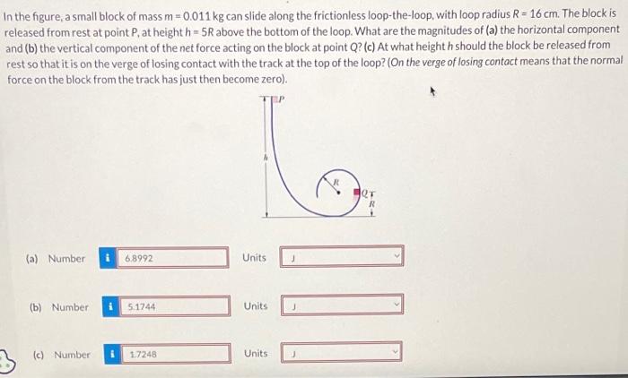 Solved In the figure, a small block of mass m=0.011 kg can | Chegg.com