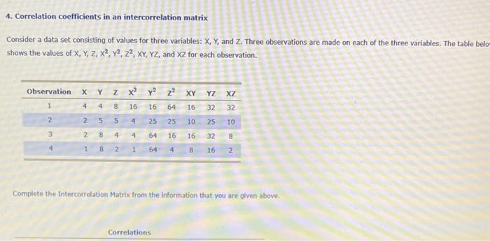 Solved 4. Correlation coefficients in an intercorrelation | Chegg.com