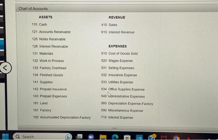 Solved Chart of Accounts ASSETS 110 Cash 121 Accounts | Chegg.com