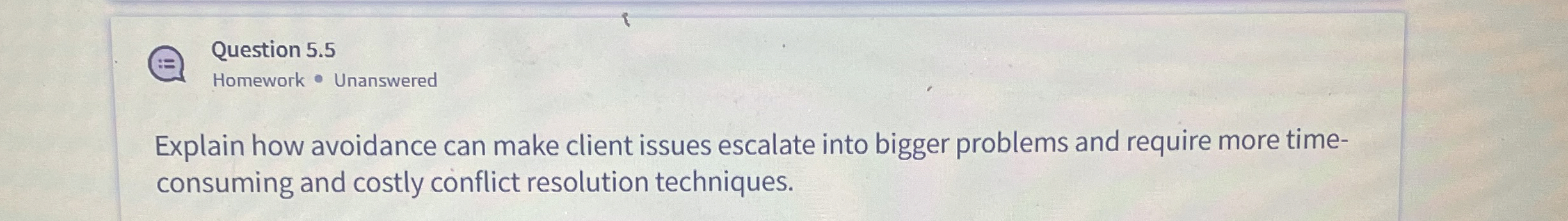 Solved Question 5.5Homework UnansweredExplain how avoidance | Chegg.com