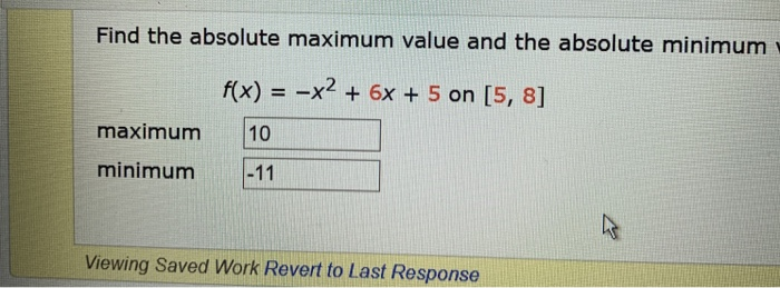 Solved find the absolute maximum value in the absolute | Chegg.com