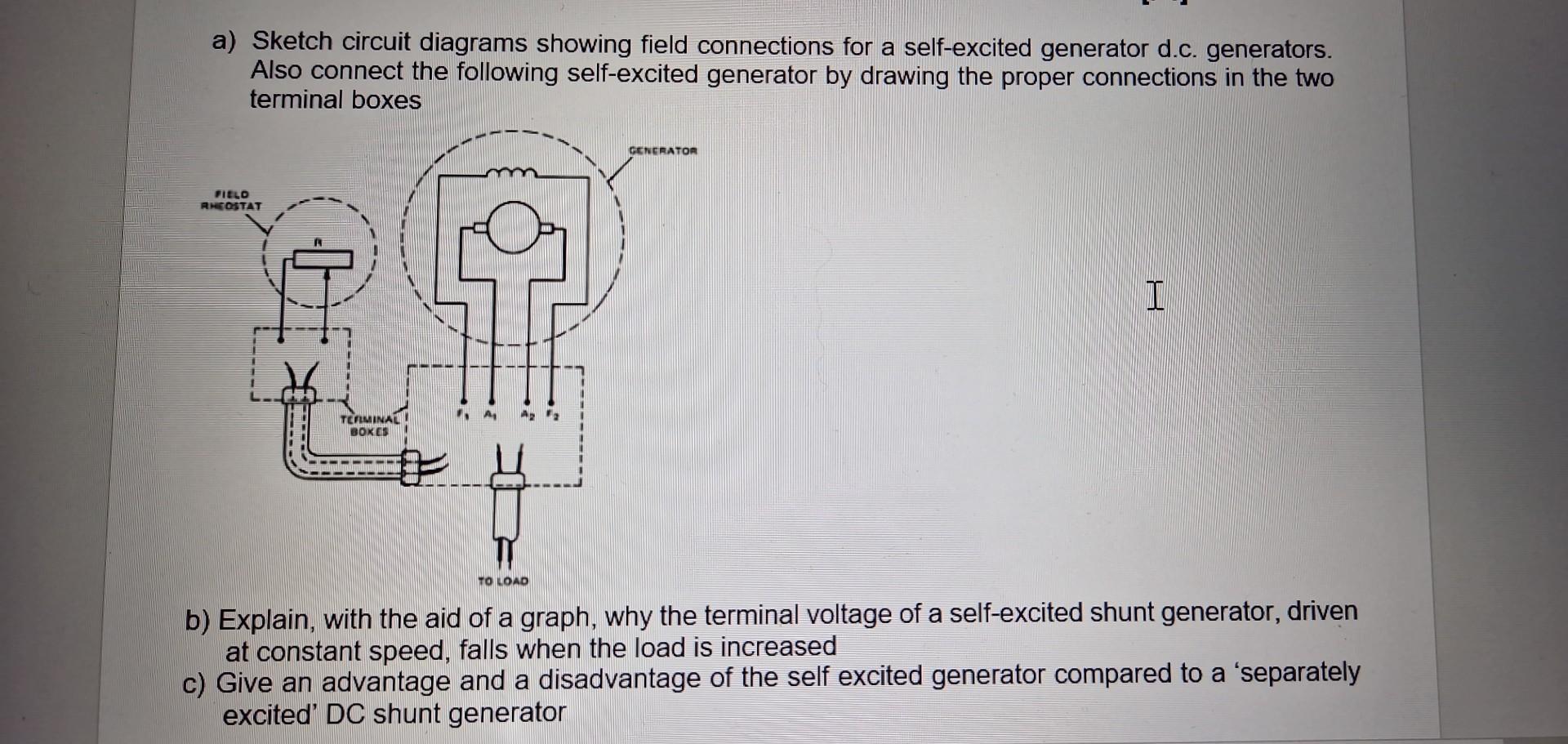 Solved a) Sketch circuit diagrams showing field connections | Chegg.com