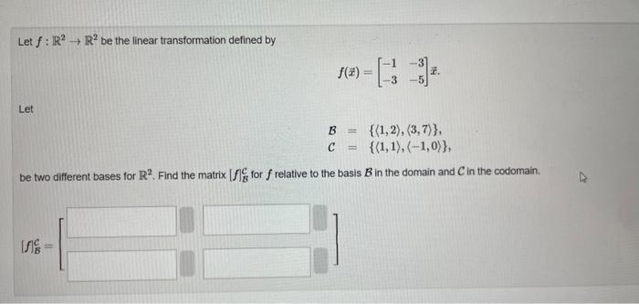 Solved Let f:R2→R2 be the linear transformation defined by | Chegg.com
