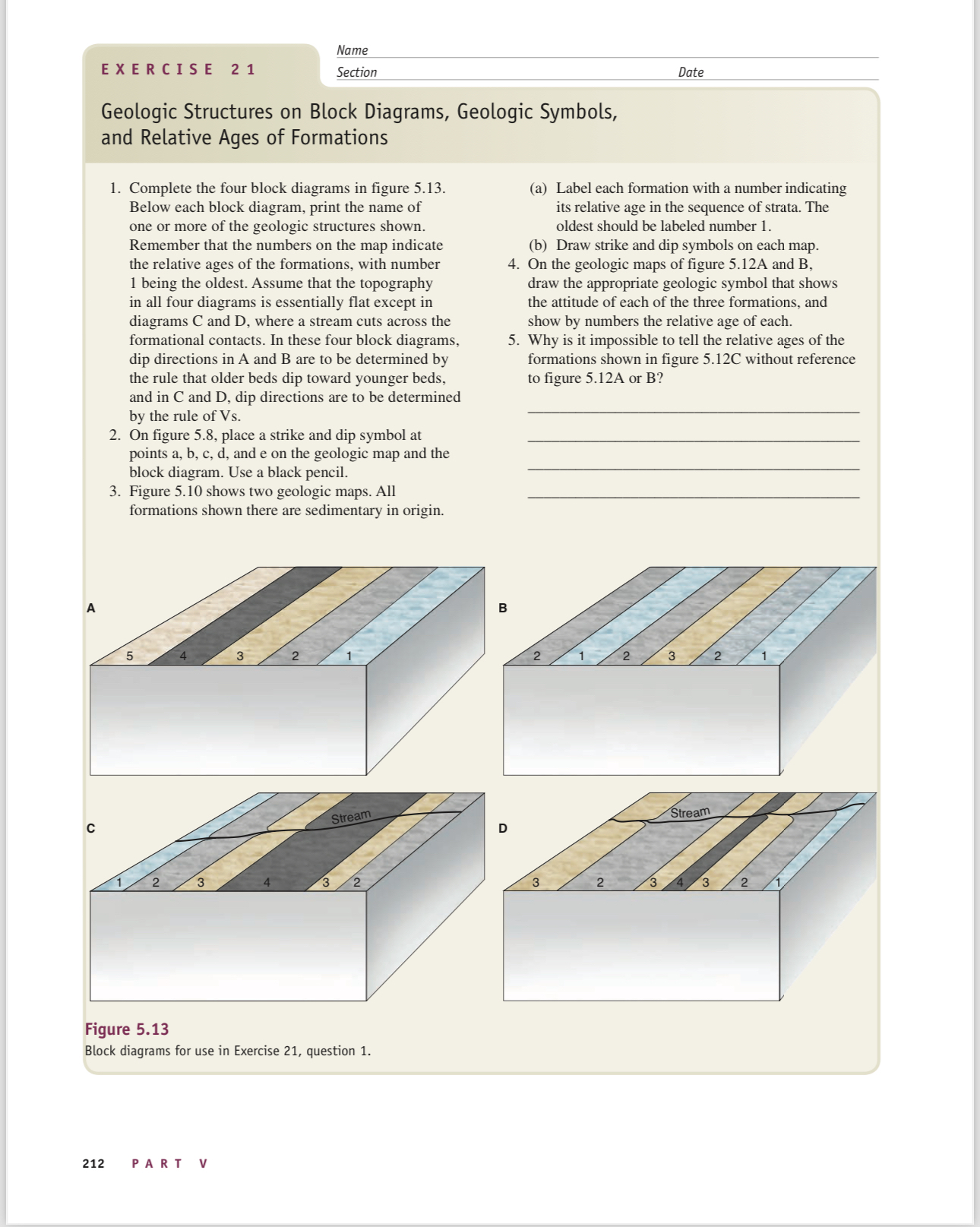 Solved Exercis E 21namesectiondategeologic Structures On Chegg