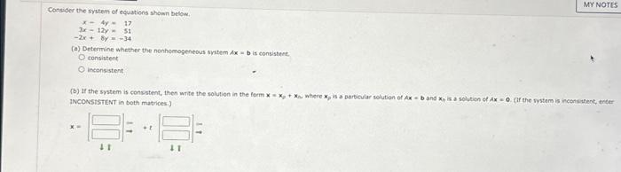 Solved Consiger the system of equations shoen below. | Chegg.com