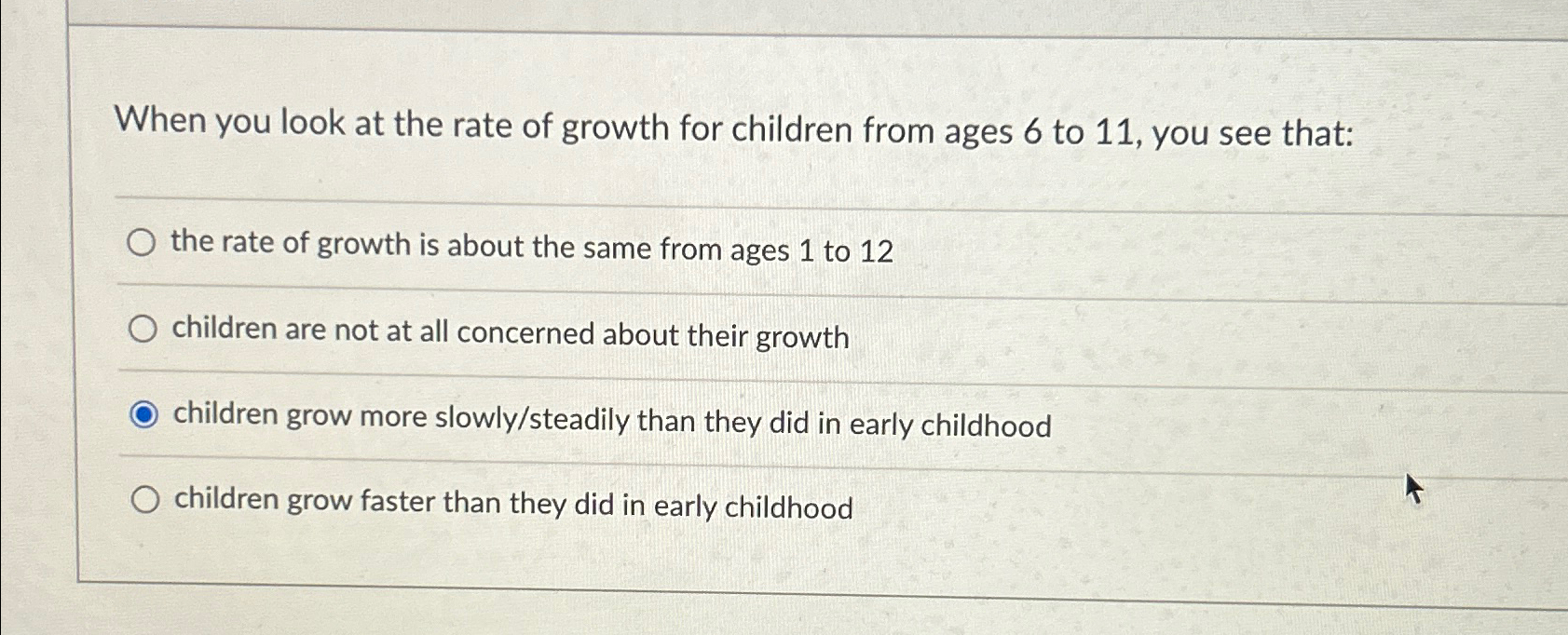 Solved When you look at the rate of growth for children from | Chegg.com