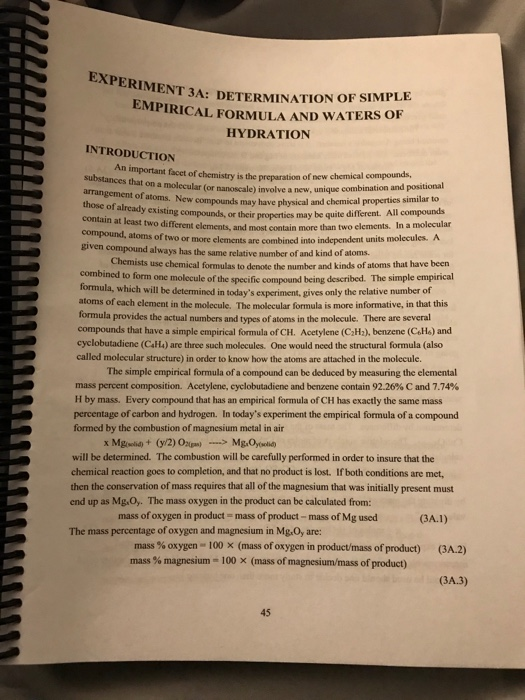 Solved REF: Experiment 3A in the Lab Manual Part 1 Write a | Chegg.com
