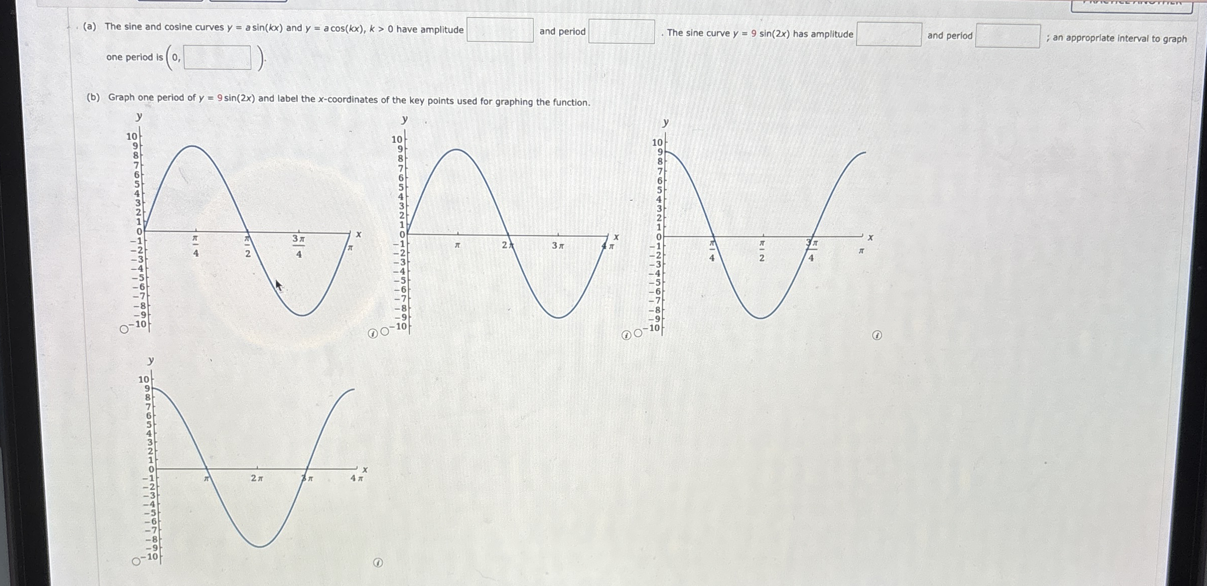 Solved (a) ﻿The sine and cosine curves y=asin(kx) ﻿and | Chegg.com