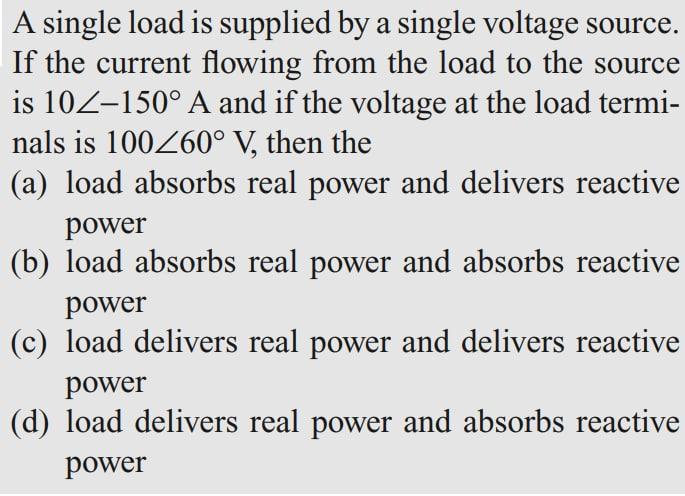 Solved A single load is supplied by a single voltage source. | Chegg.com