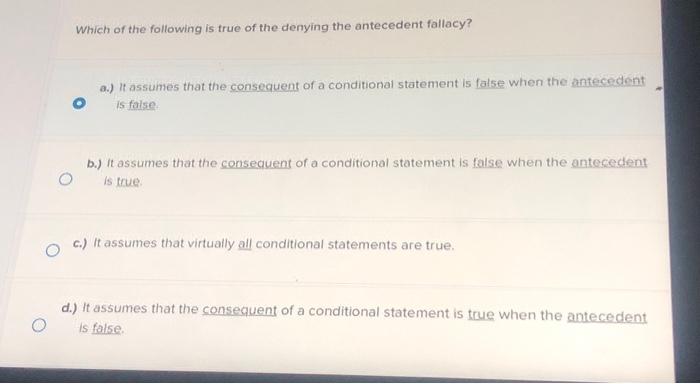 Which of the following is t a.) ) It assumes that the | Chegg.com