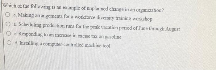 Solved Which of the following is an example of unplanned | Chegg.com