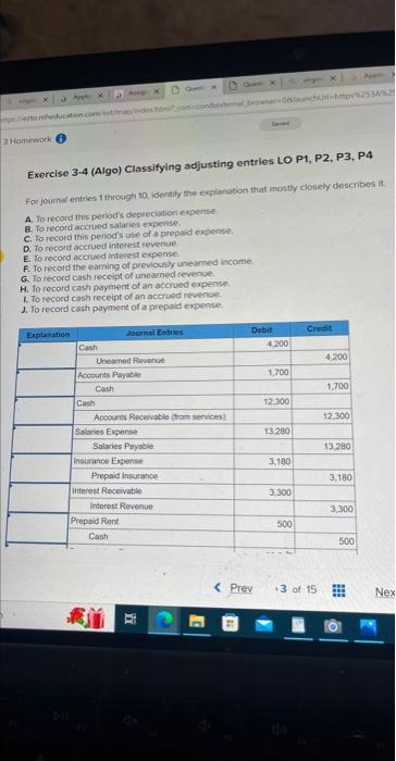 Solved Exercise 3.4 (Algo) Classifying adjusting entries LO | Chegg.com